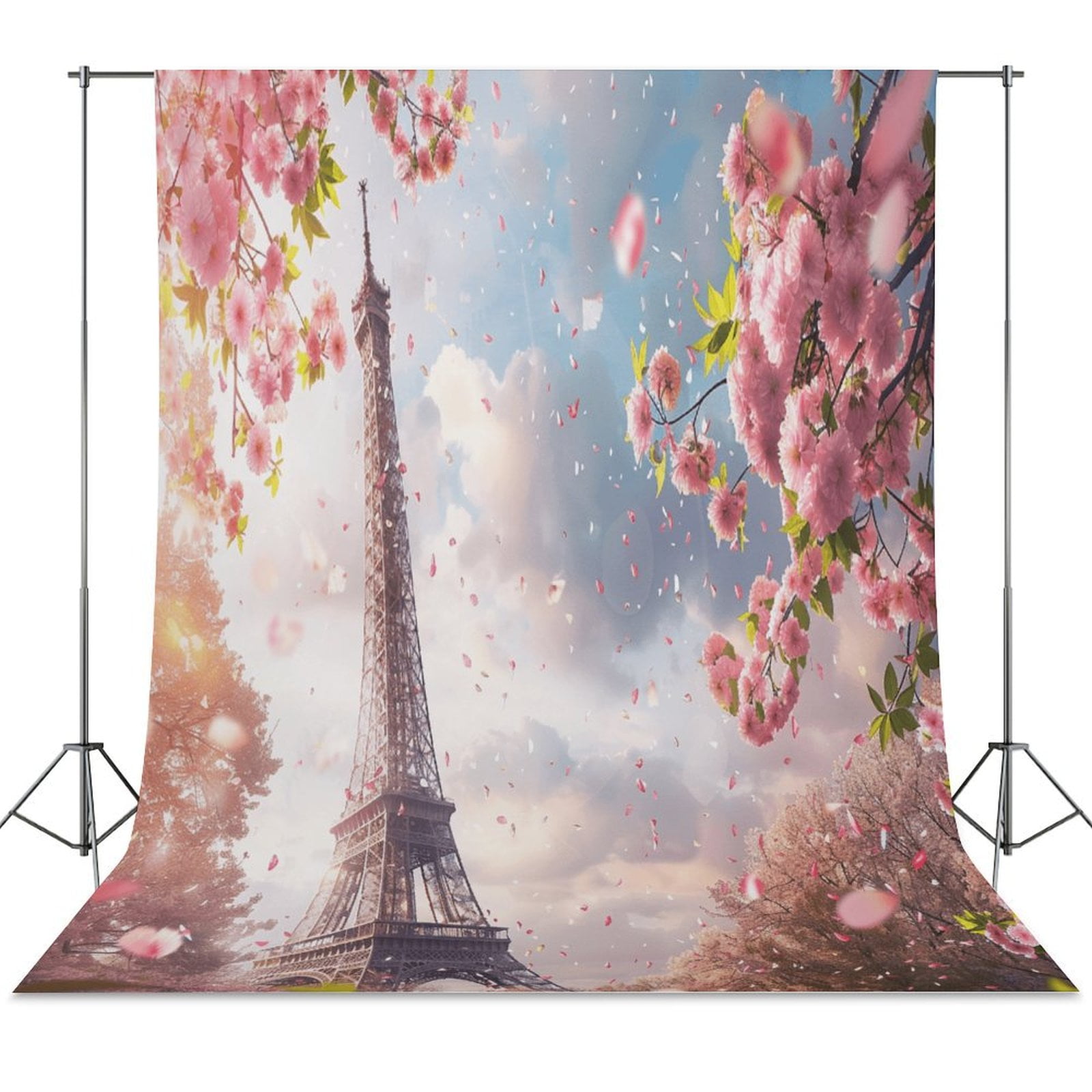 Blossoming Paris Eiffel Tower Spring Backdrop Backdrops for Photography ...