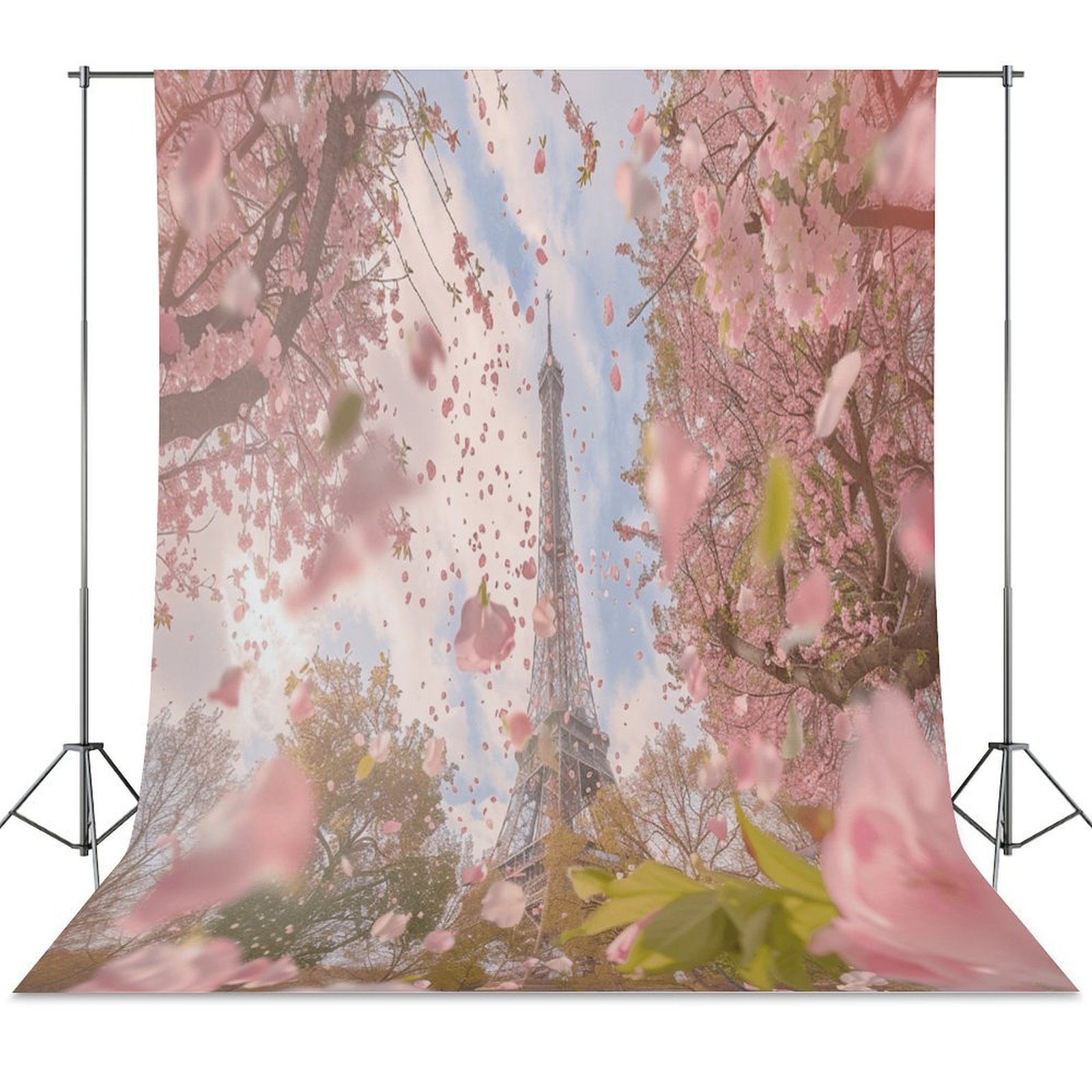 Blossoming Paris Eiffel Tower Spring Backdrop Backdrops for Photography ...