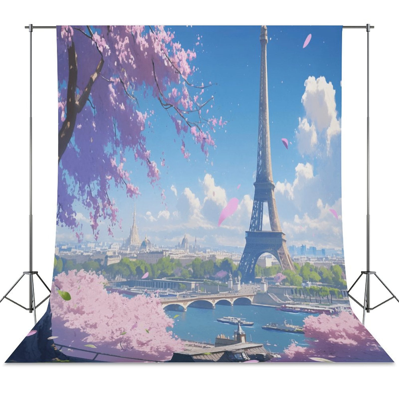 Blossoming Paris Eiffel Tower Spring Backdrop Backdrops for Photography ...