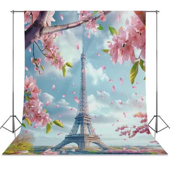 Blossoming Paris Eiffel Tower Spring Backdrop Backdrops for Photography ...