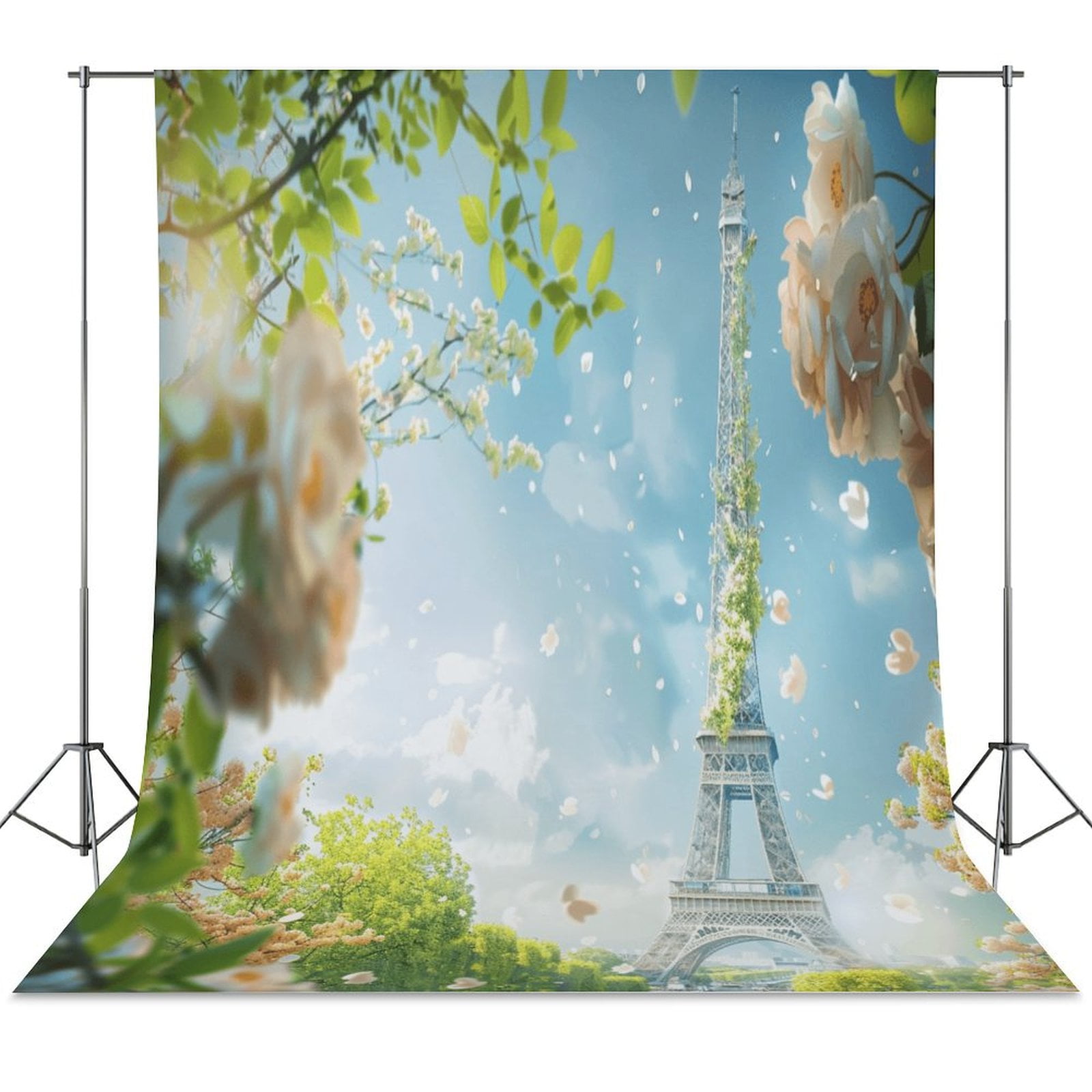 Blossoming Paris Eiffel Tower Spring Backdrop Backdrops for Photography ...