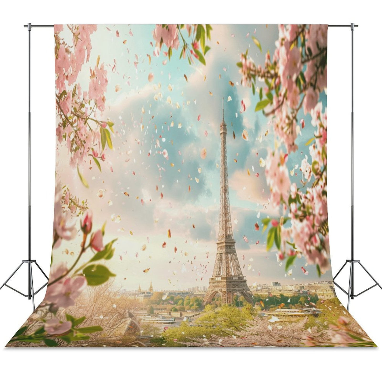 Blossoming Paris Eiffel Tower Spring Backdrop Backdrops for Photography ...
