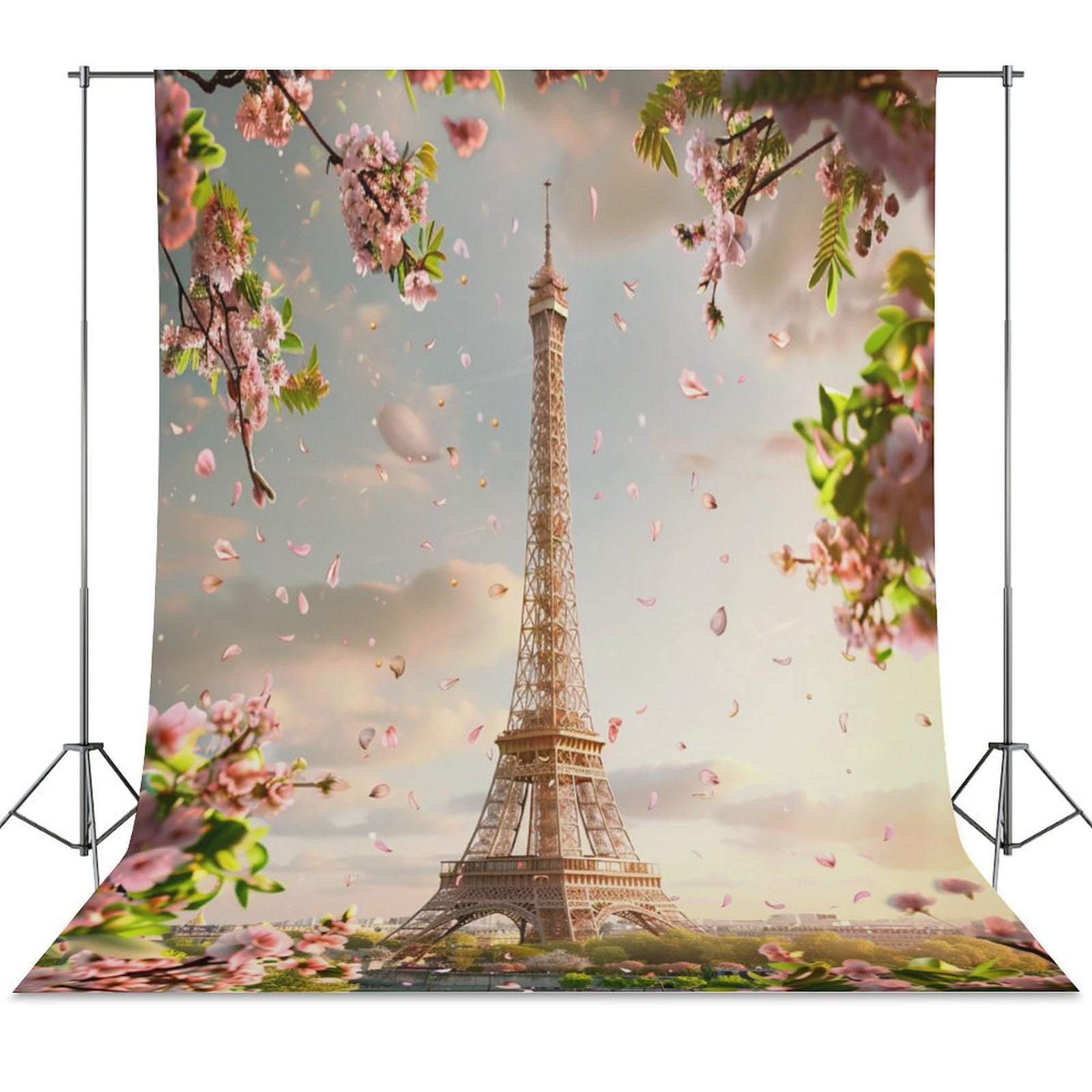 Blossoming Paris Eiffel Tower Spring Backdrop Backdrops for Photography ...