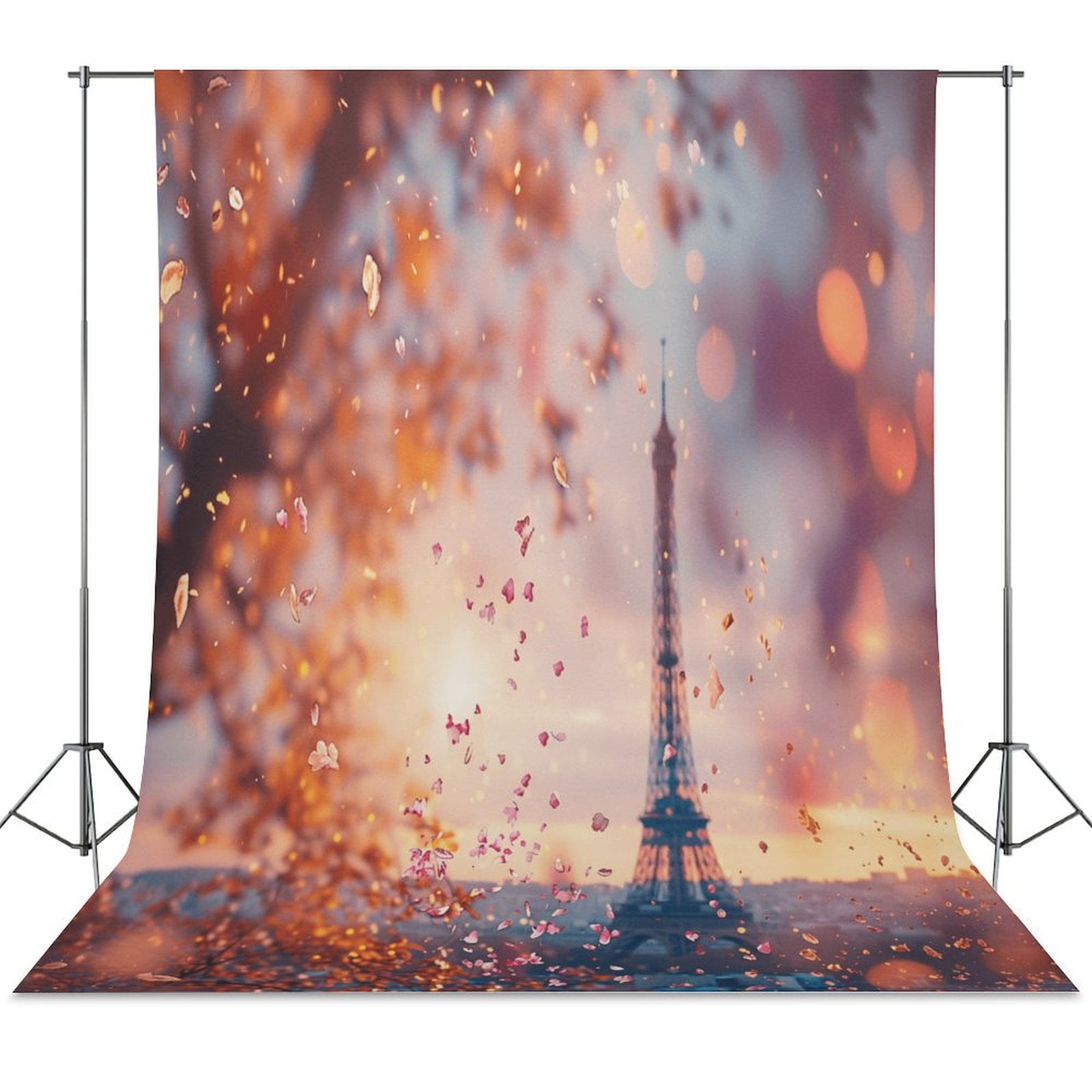 Blossoming Paris Eiffel Tower Spring Wall Backdrop Background Floral ...