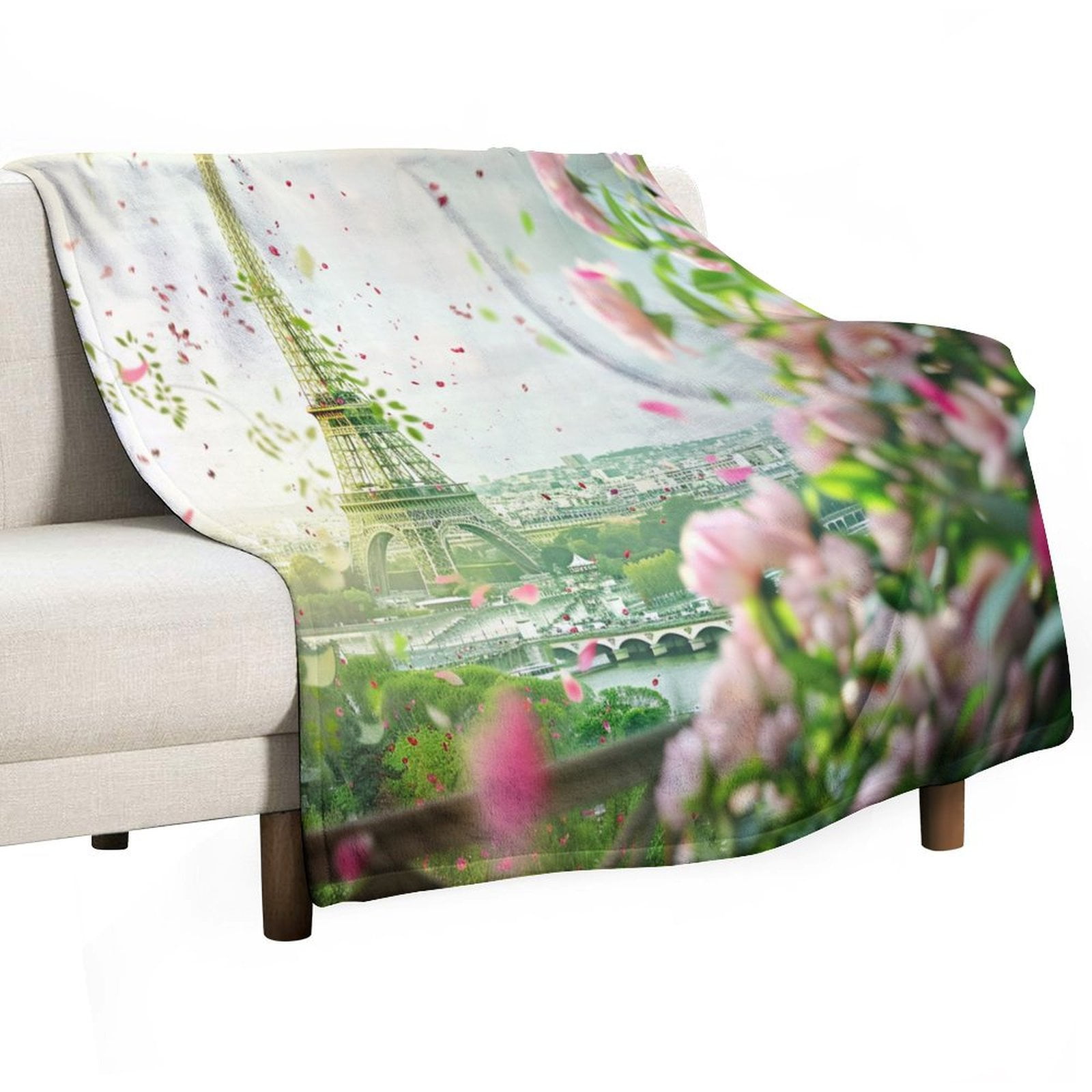 Blossoming Paris Eiffel Tower Throw Blanket for Women, Men - Super Soft ...