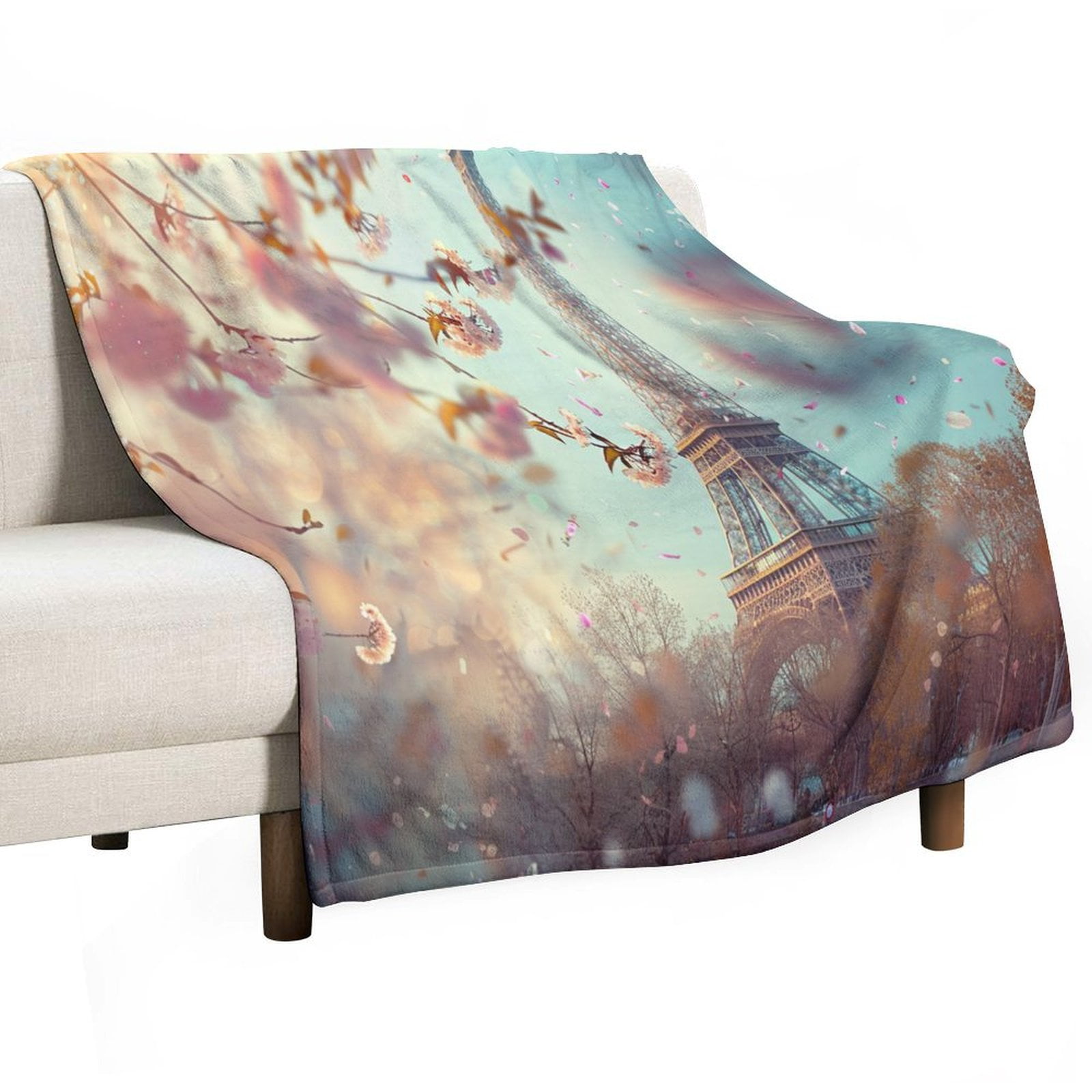 Blossoming Paris Eiffel Tower Throw Blanket for Women, Men & - Super ...