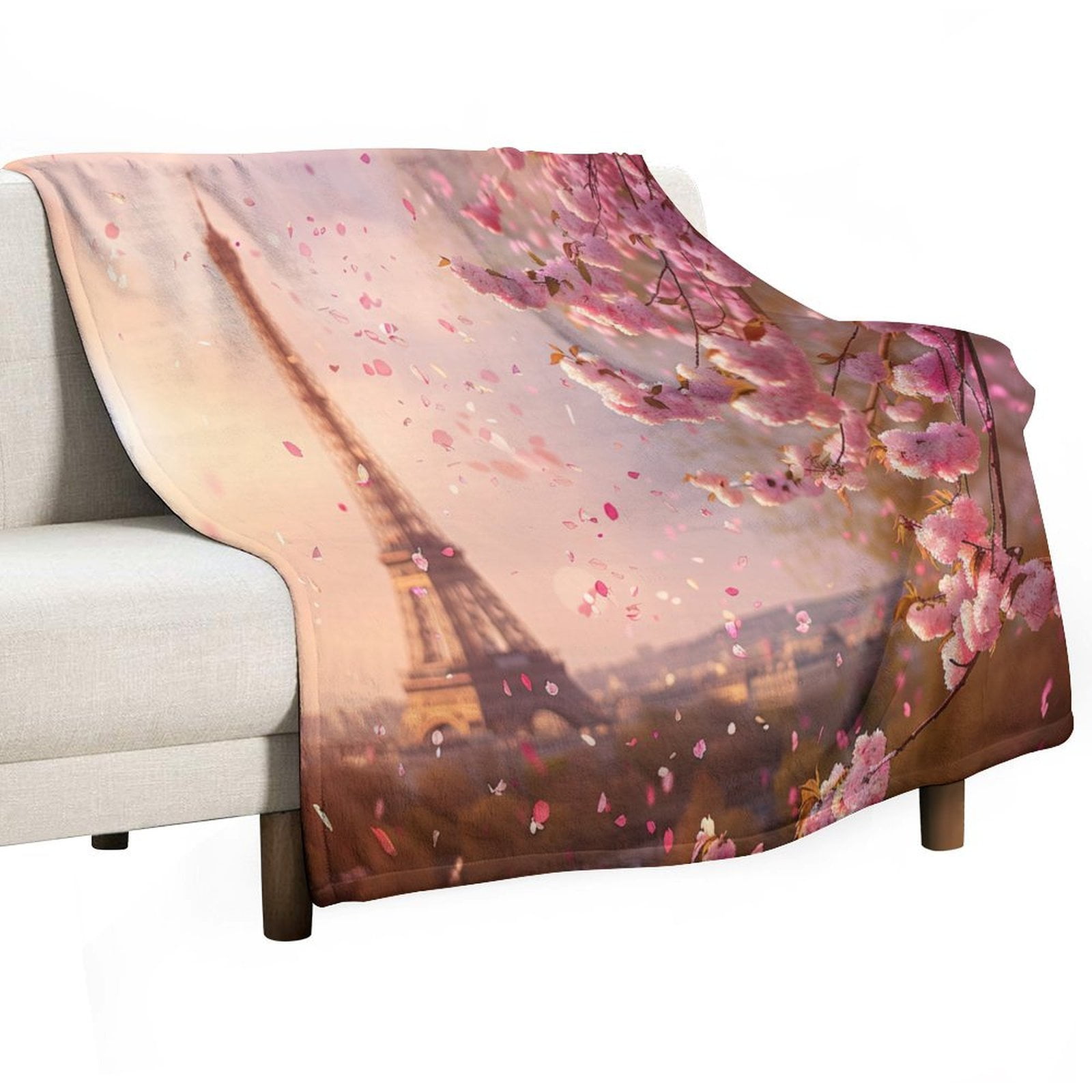 Blossoming Paris Eiffel Tower Throw Blanket for Women, Men & - Super ...
