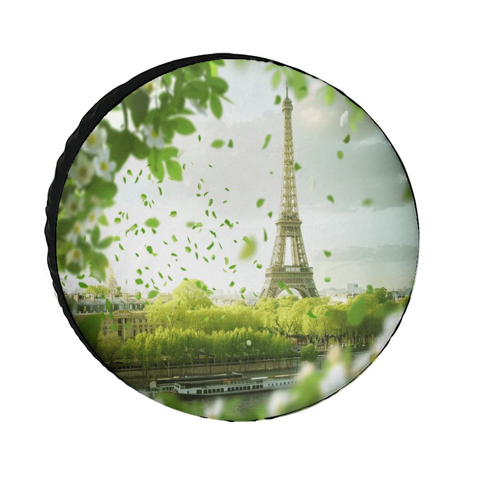 Blossoming Paris Eiffel Tower Tire Cover Waterproof Dust-Proof ...
