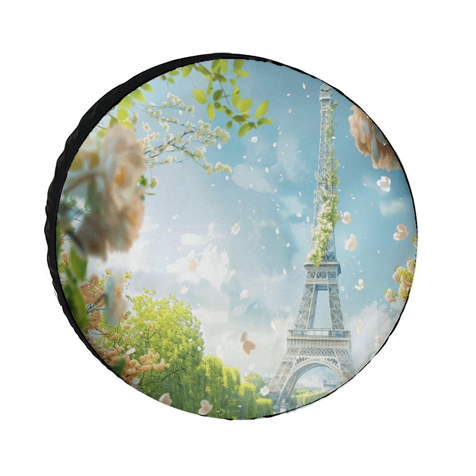 Blossoming Paris Eiffel Tower Tire Cover Waterproof Dust-Proof ...