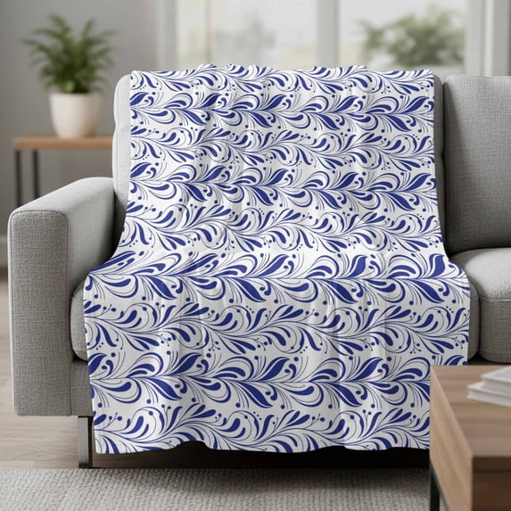 Blossoming Petals and Leaves Fleece Throw Blanket Abstract Polka Dot ...