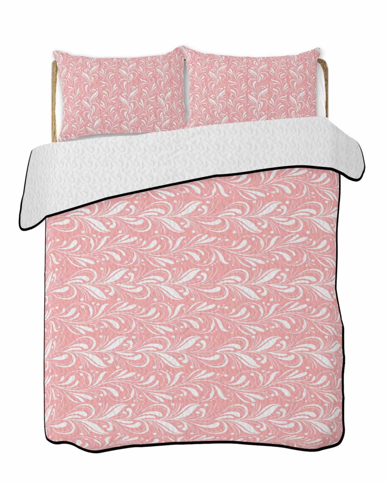 Blossoming Petals and Leaves Quilts Bedding Set Queen Size Abstract ...