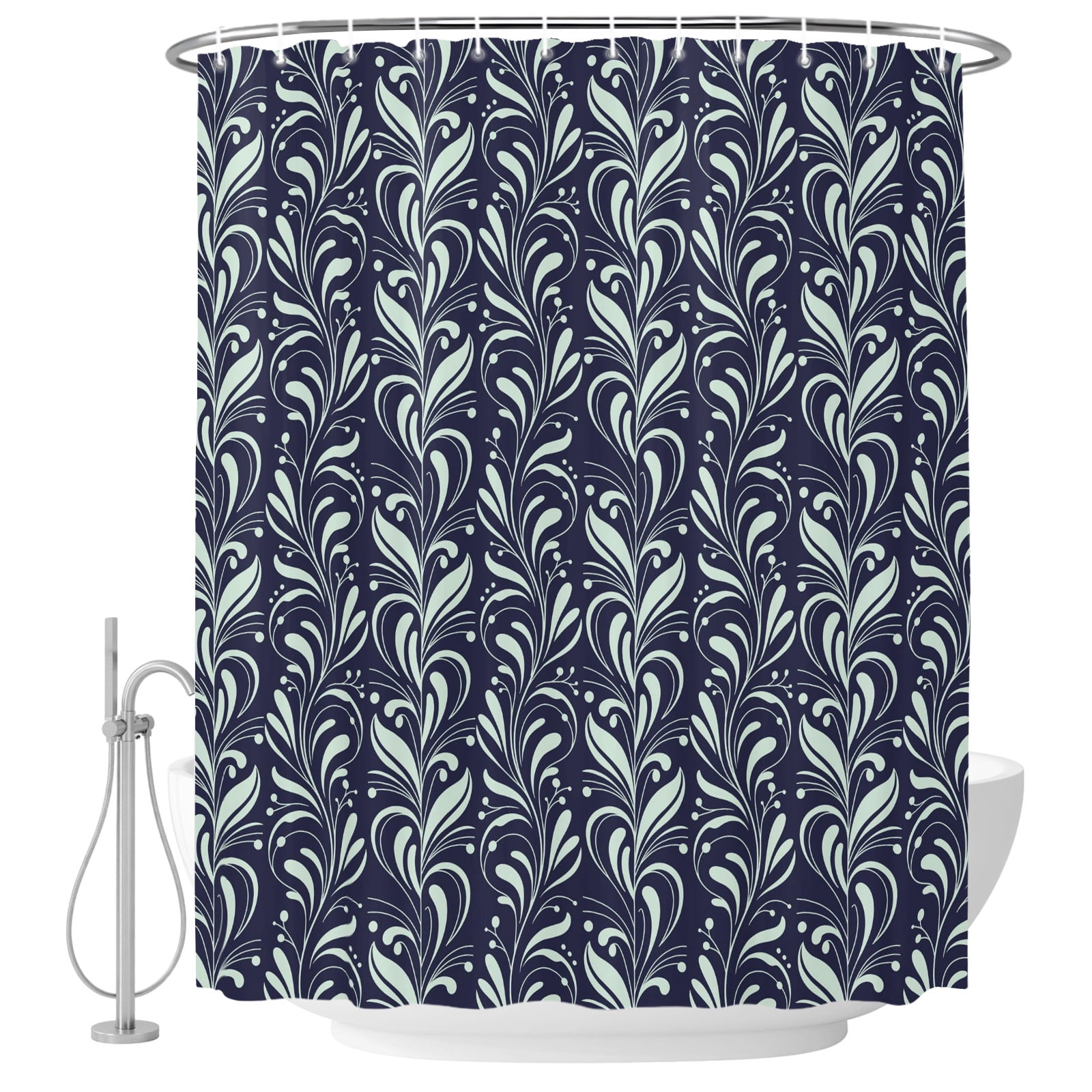 Blossoming Petals and Leaves Shower Curtain for Bathroom, Abstract ...