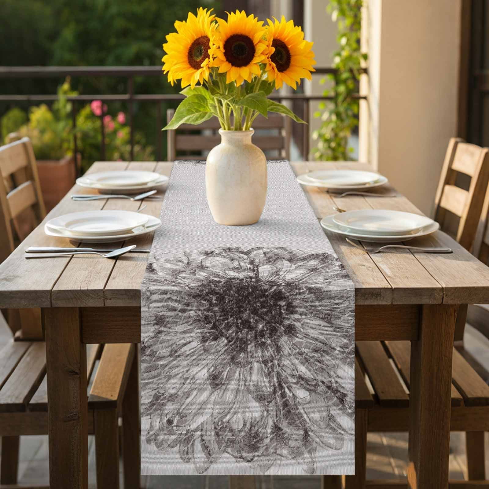 Blossoming Rustic Dahlia Flowers Table Runner 36 Inches Long,Kitchen ...