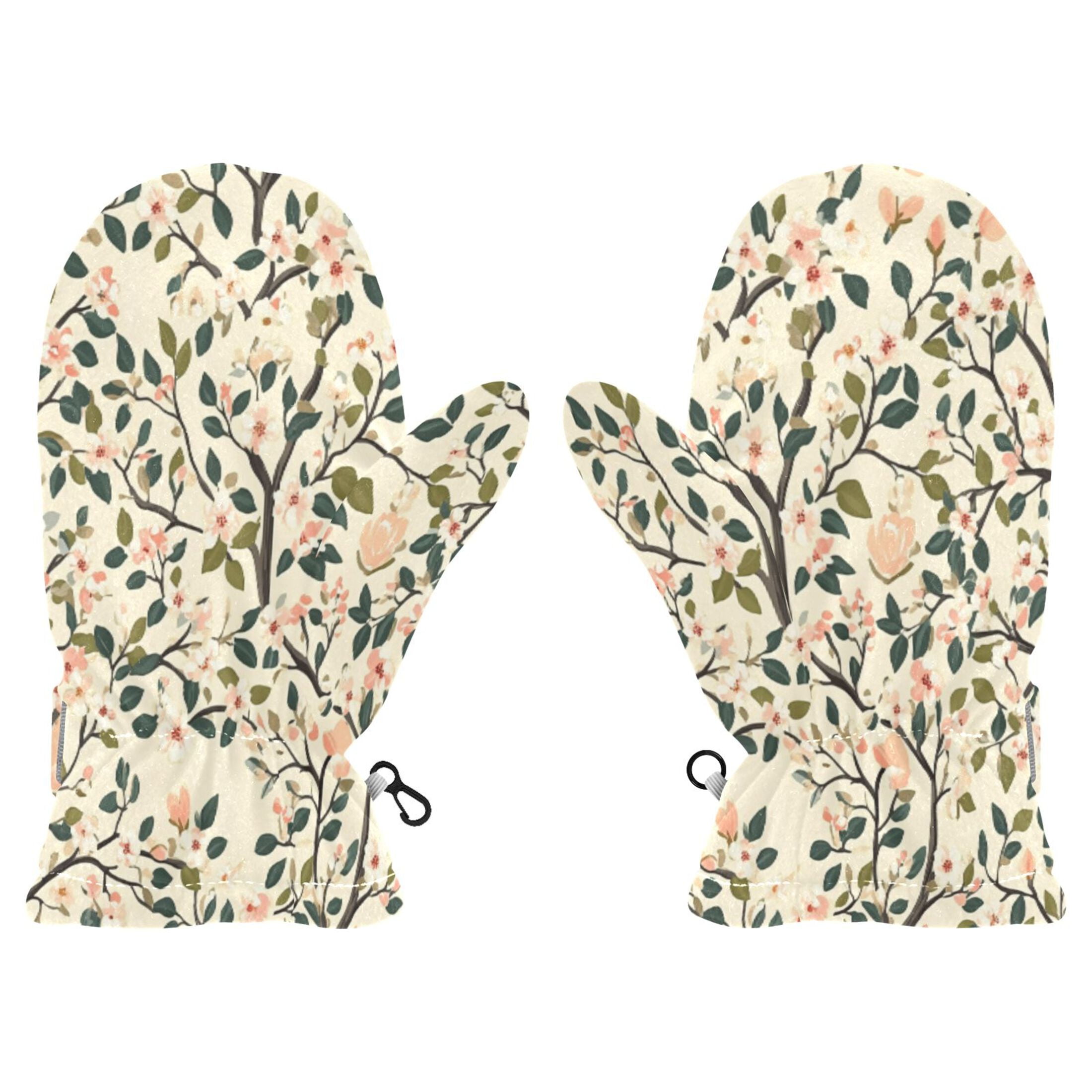 Blossoming Trees Pattern Witch Cauldron Pattern Cold Weather Mittens ...