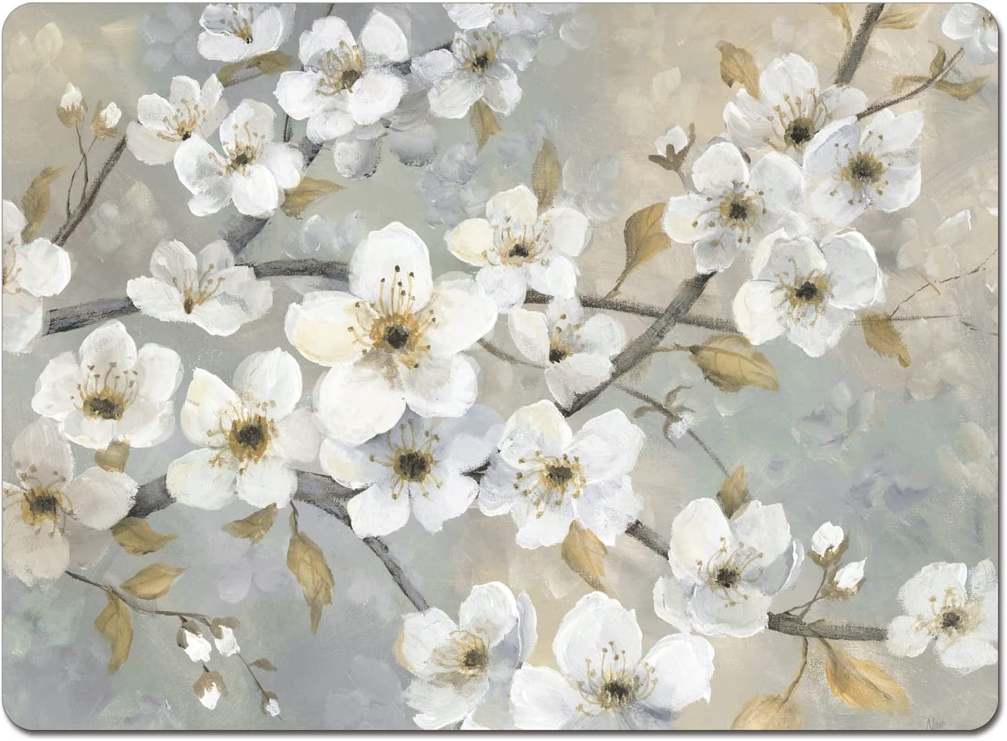 Blossoms Decorative Hardboard Cork Back Tabletop Placemats 4 Pack ...