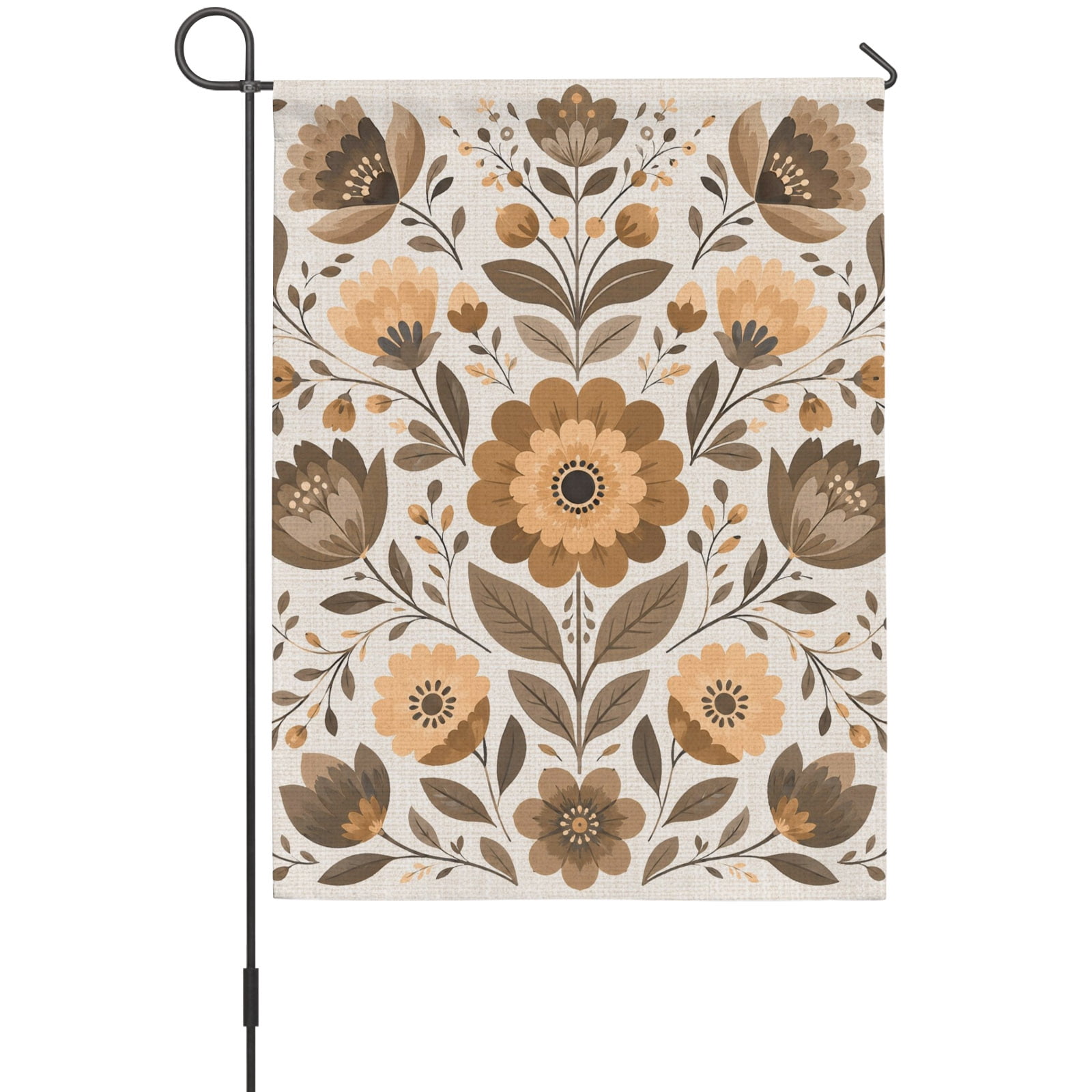 Blossoms House Flags For Outdoor, Rustic Bobo Ethnic Floral Yellow ...