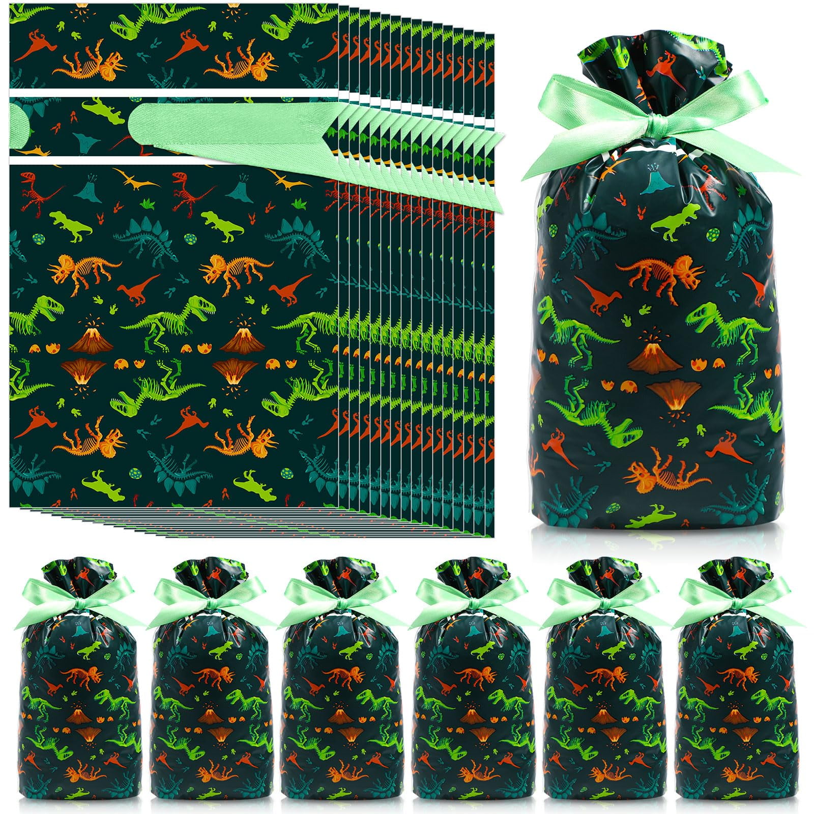 Blosssound 50 Pcs Dinosaur RRF12 Birthday Gift Bags Bulk Dinosaur ...