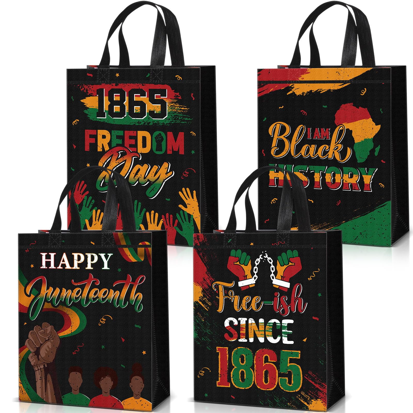 Blosssound 60 Pcs Juneteenth Bags Bulk Non-woven Happy Juneteenth Gift ...