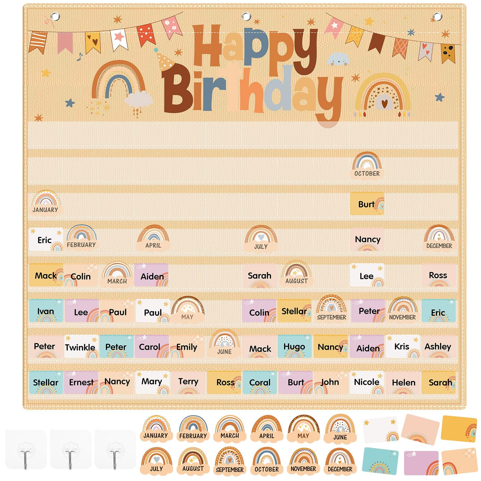 Blosssound 97 Pcs Happy Birthday Pocket Chart Classroom Birthday ...