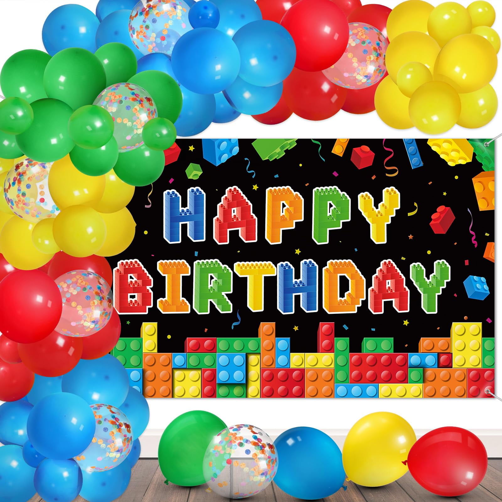 Blosssound Building Block Birthday Party Decorations Set Blocks Party ...