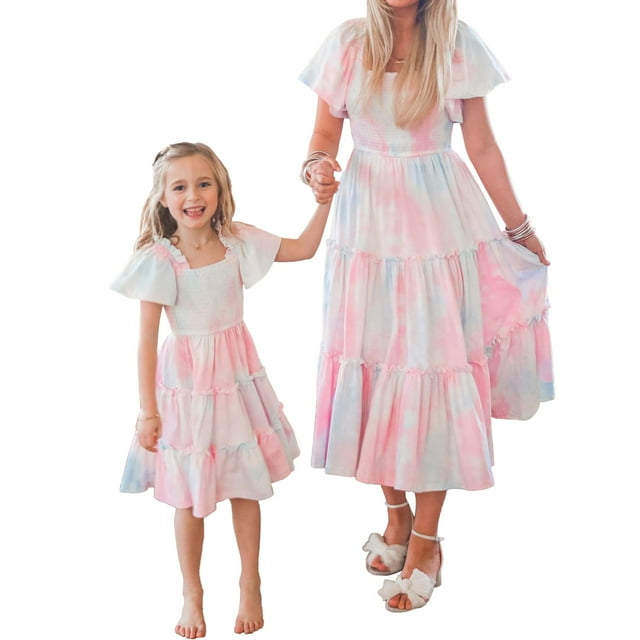 Blotona Mommy and Me Matching Dresses Summer Boho Swing Long Maxi Dress ...