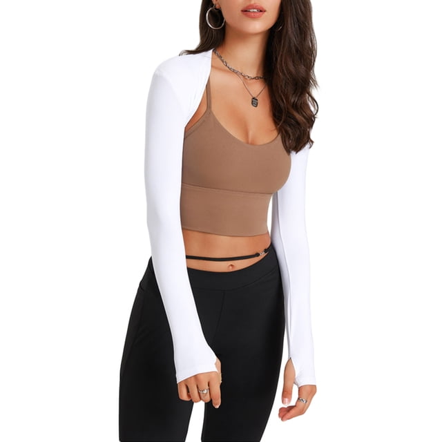Blotona Women Long Sleeve Shrugs Cropped Open Front Bolero Shrug Crop ...