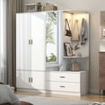 Blotout 3 Door Armoire Wardrobe Closet with Mirror & Sensor Lights, 70 ...