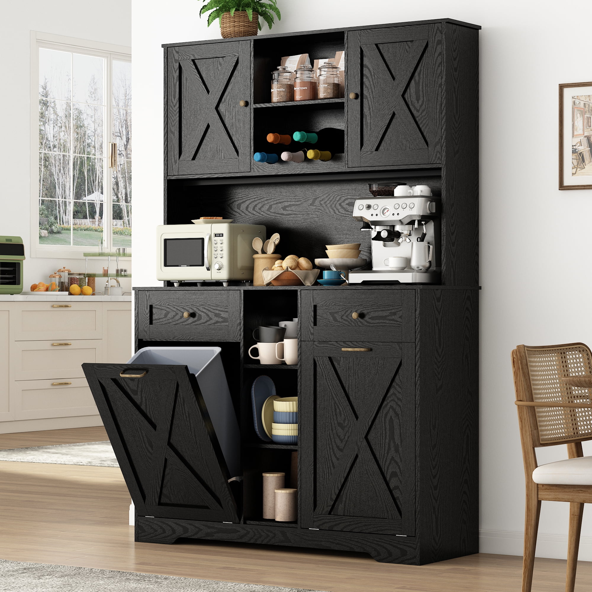 Blotout 47" Wide Kitchen Pantry Storage Cabinet with Charging Station ...