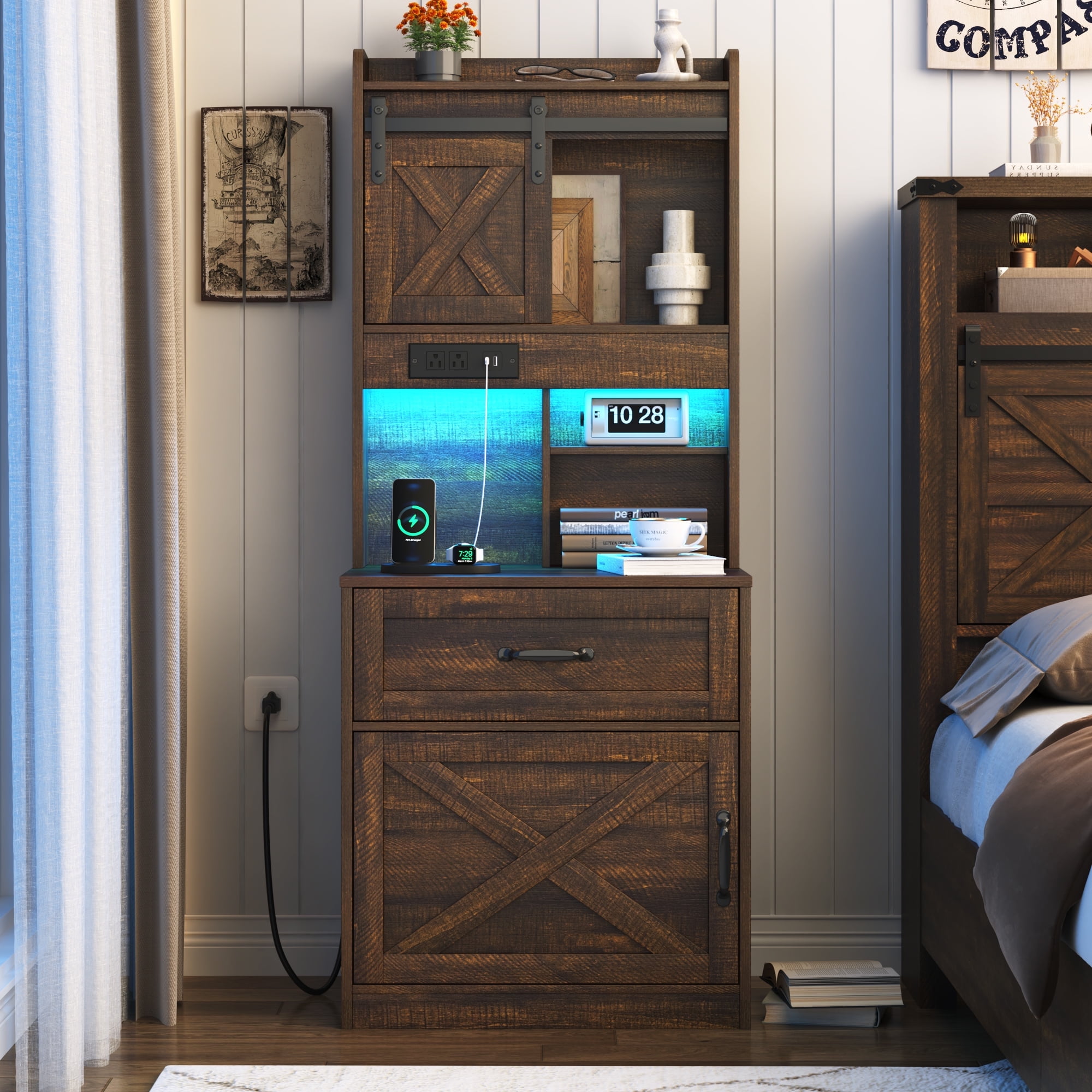 Tall Nightstand With Charging Station