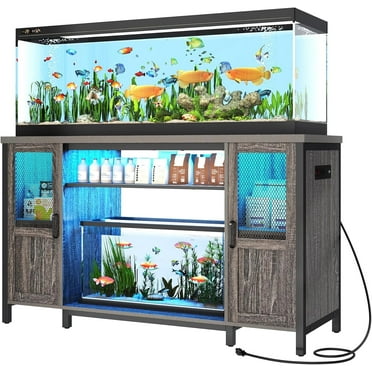 GDLF Durable Metal Fish Tank Stand with P2 MDF Cabinet, Holds 40 Gallon ...