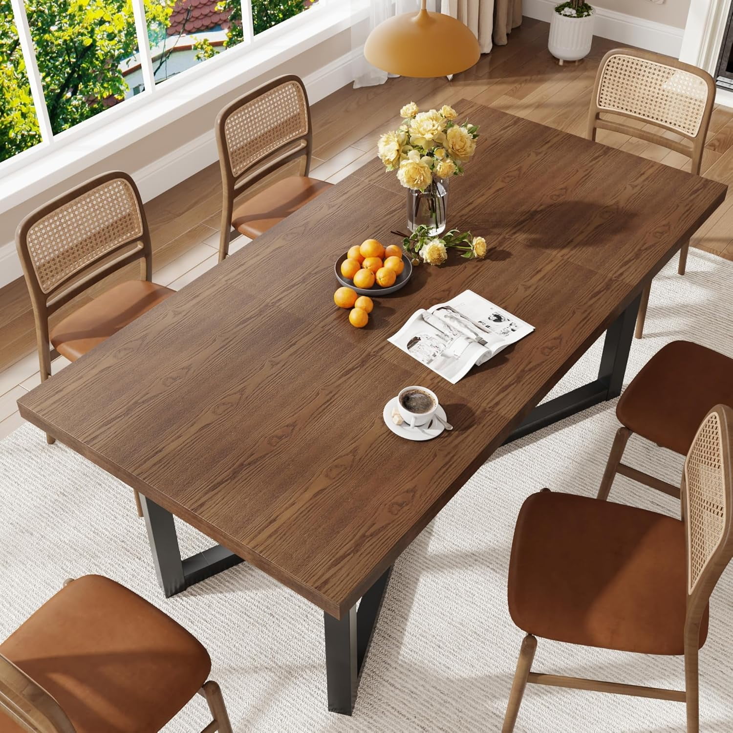 Blotout 71"x 36" Solid Wood Dining Table for 6-8 People, Rustic ...
