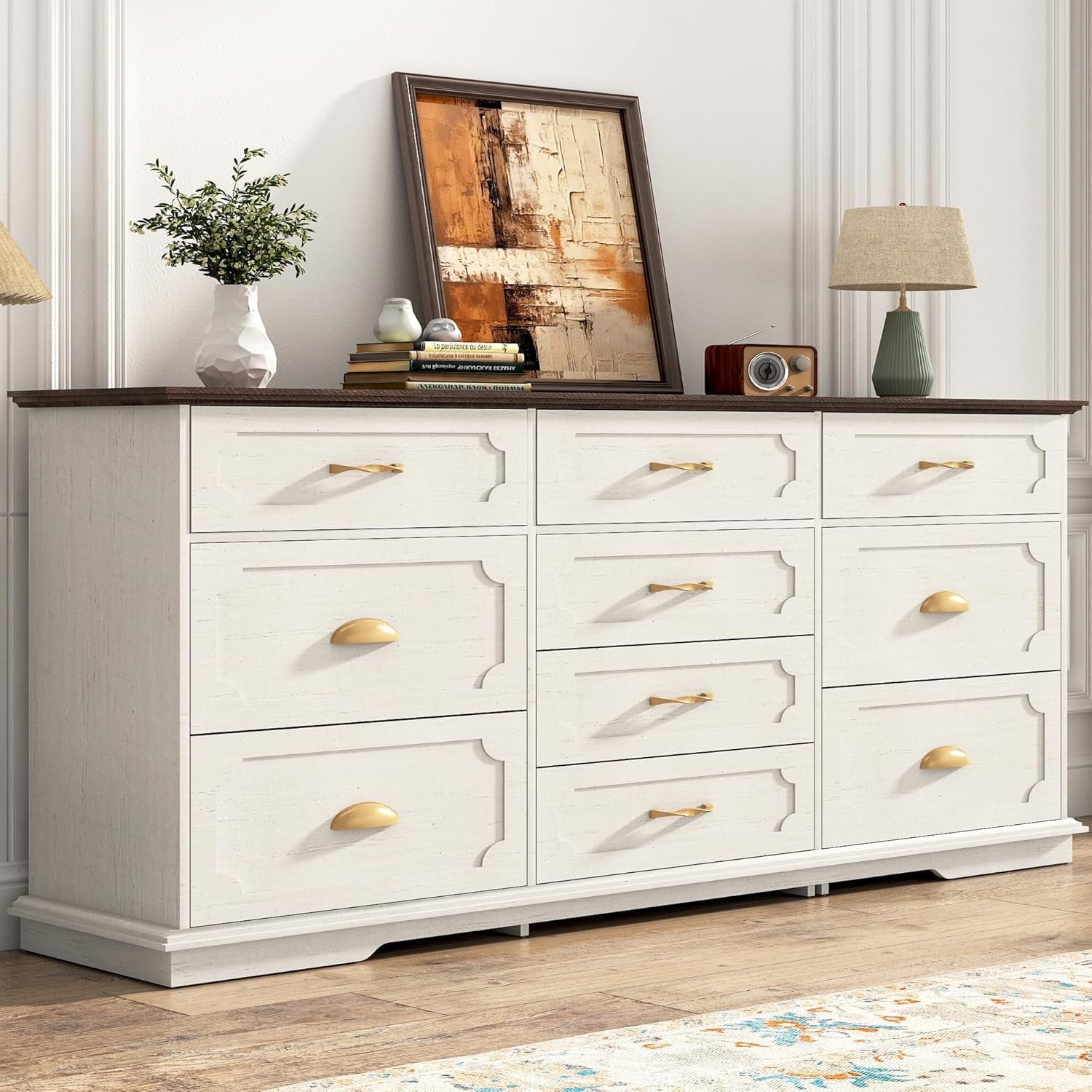 Blotout 70" Large Long Dresser, Luxury 10 Drawer Dresser with Deep Big ...