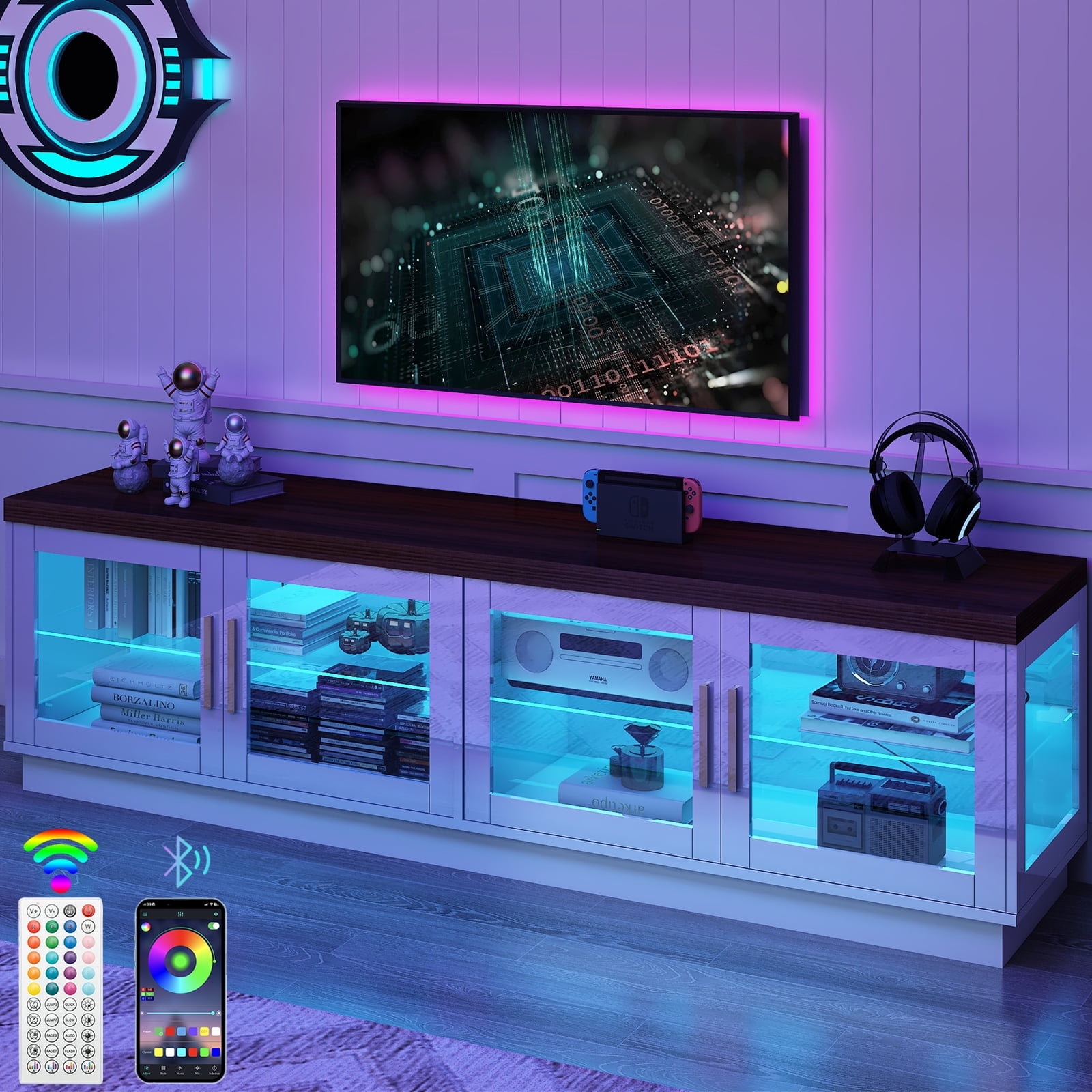 Blotout 70 inch Modern TV Stand for TVs up to 80", RGB LED ...