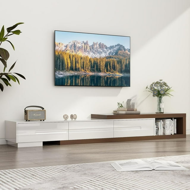 Blotout Extendable TV Stand, 3 Drawers, Adjustable for TVs up to 120 ...