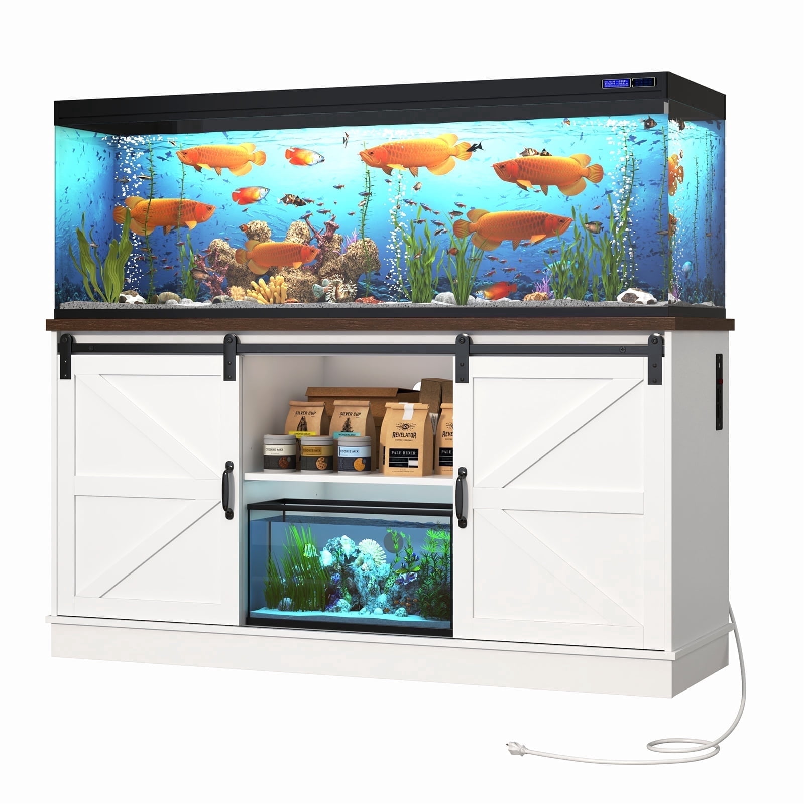 Blotout Farmhouse 75-120 Gallon Fish Tank Stand with Power Outlet, 59 ...