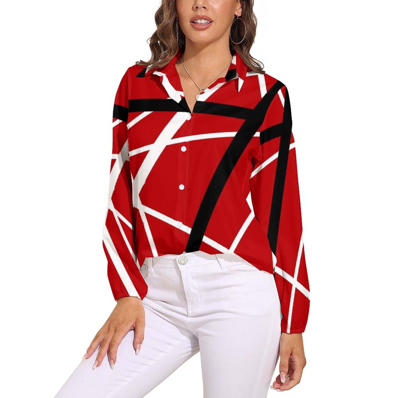 Blouse Blue And White Cool Graphic Blouses Women Casual Shirt Autumn ...