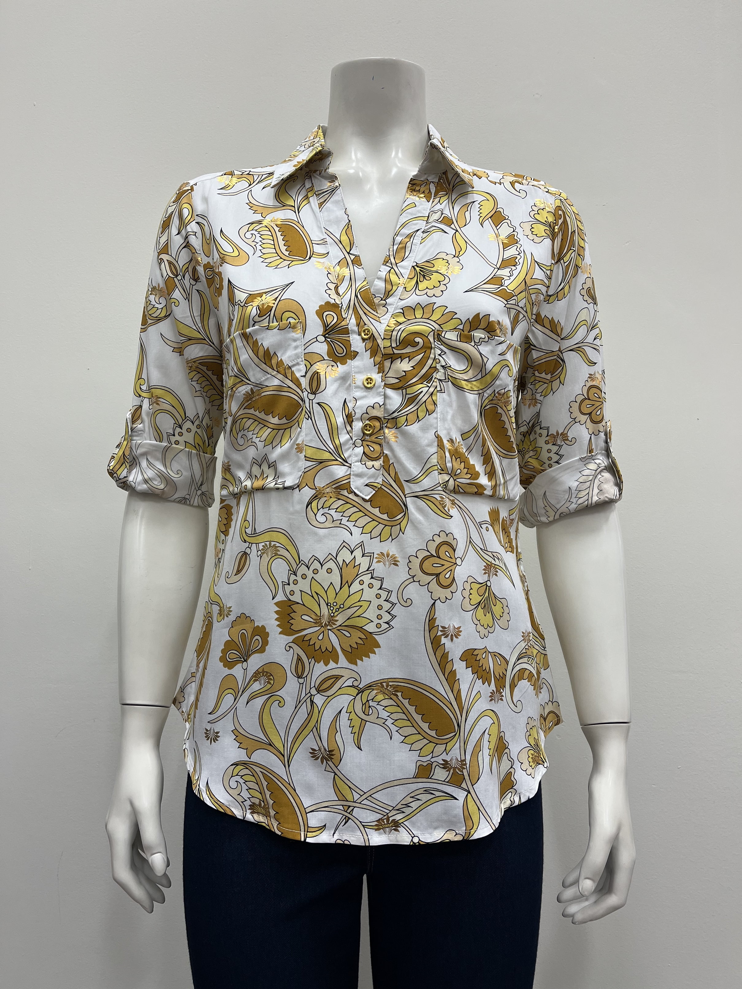 Blouse , Harve Benard , Gold , L - Walmart.com