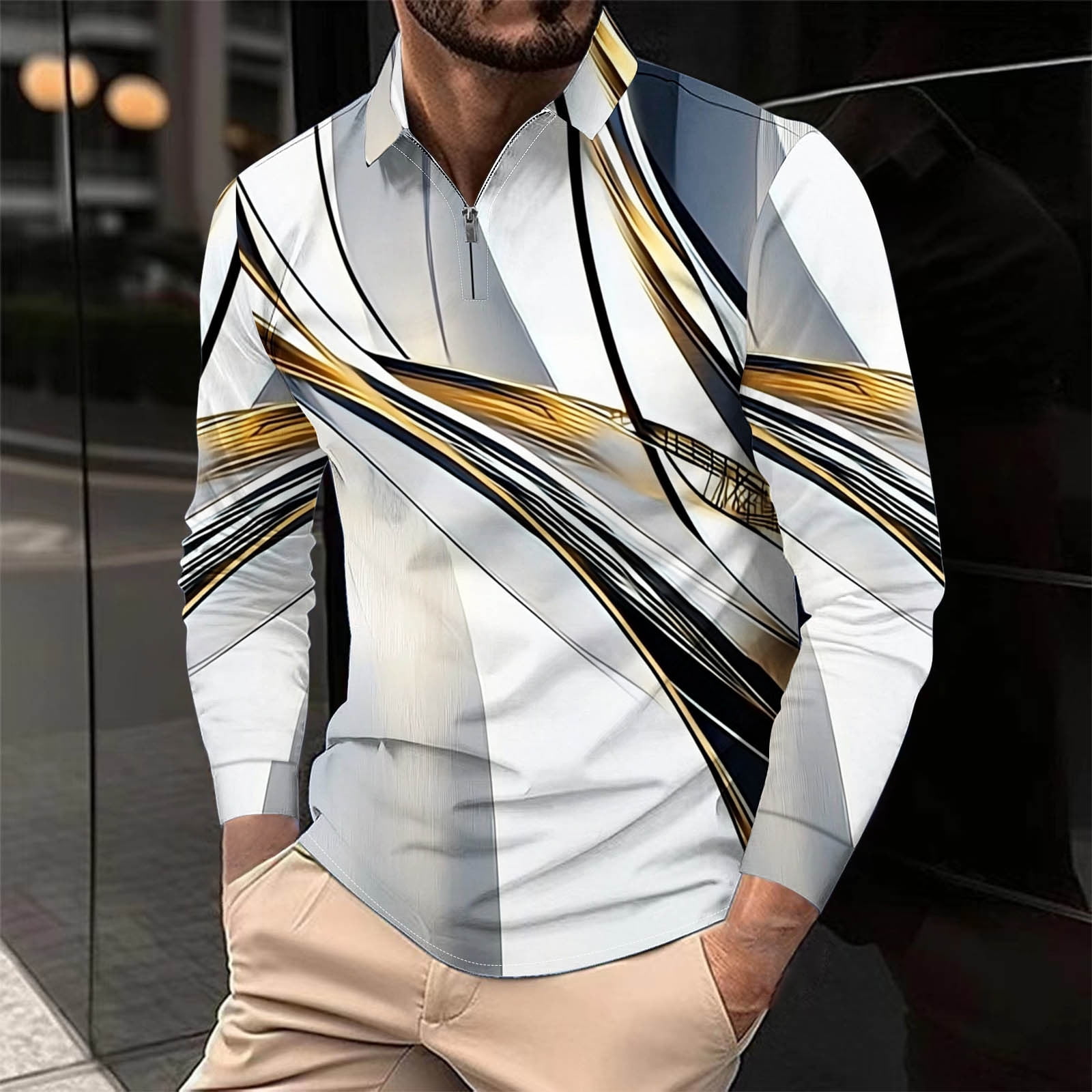 Blouse for Men,Mens Tops Long Sleeves Turn-down Collar Printing ...