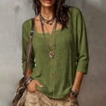 Blouse for Women 3/4 Sleeve Notch V Neck Solid Color Casual Button ...