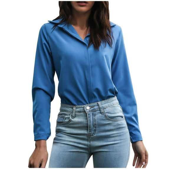 Blouse for Women Dressy Long Sleeve Button Down Shirts Business Casual ...