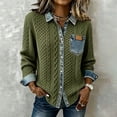 Blouse for Women Long Sleeve Fall Winter Solid Color Patchwork Denim ...
