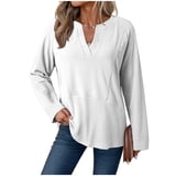 Blouse for Women Long Sleeved V-neck Solid Color Casual Loose Versatile ...