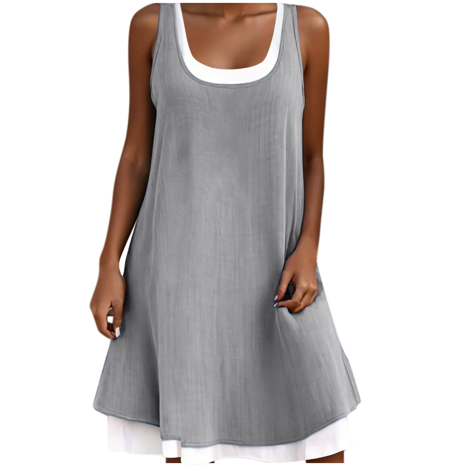 Blouses For Women, Linen Shirt Dress Casual Basic Tank Summer Beach ...