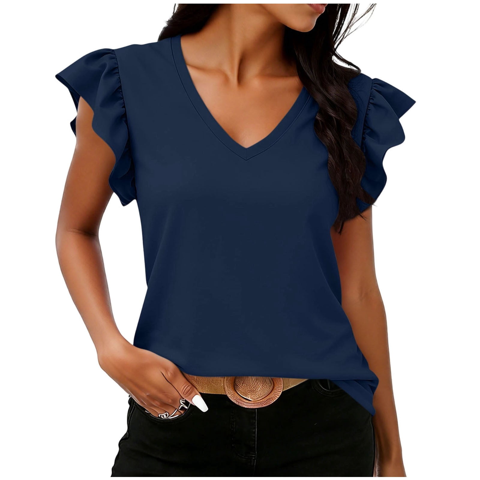 Blouses for Women Dressy Casual Women Lace Short Sleeve T Shirts Summer ...