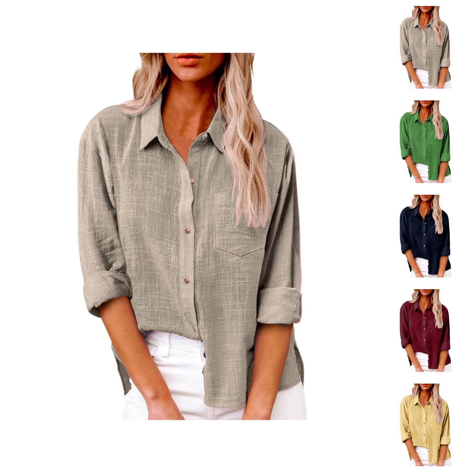 Blouses for Women – Elegant Blouse with Button Down Front Long Sleeve ...