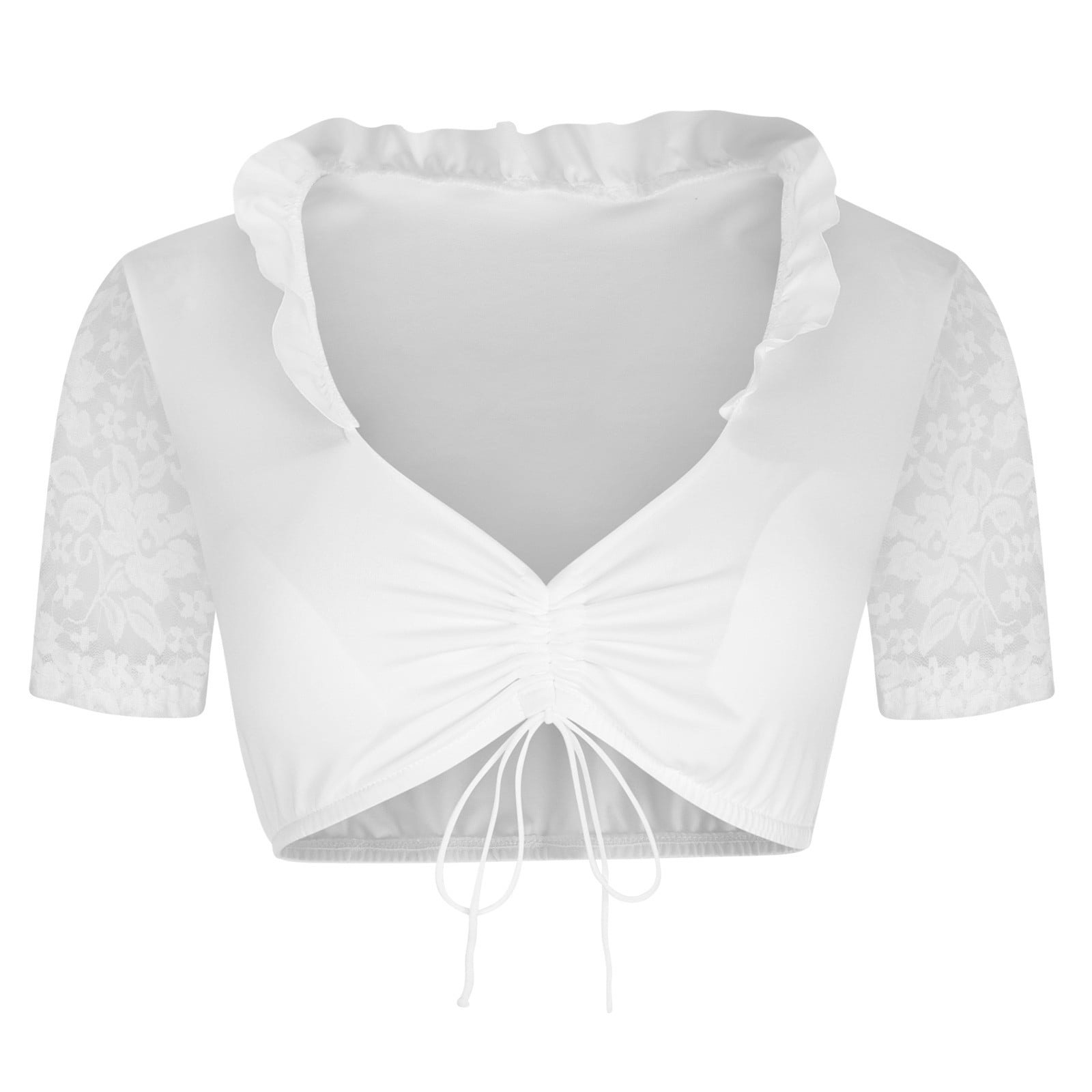 Blouses for Women Women Stand-Up Collar Blouse Dirndl Blouse Lace ...