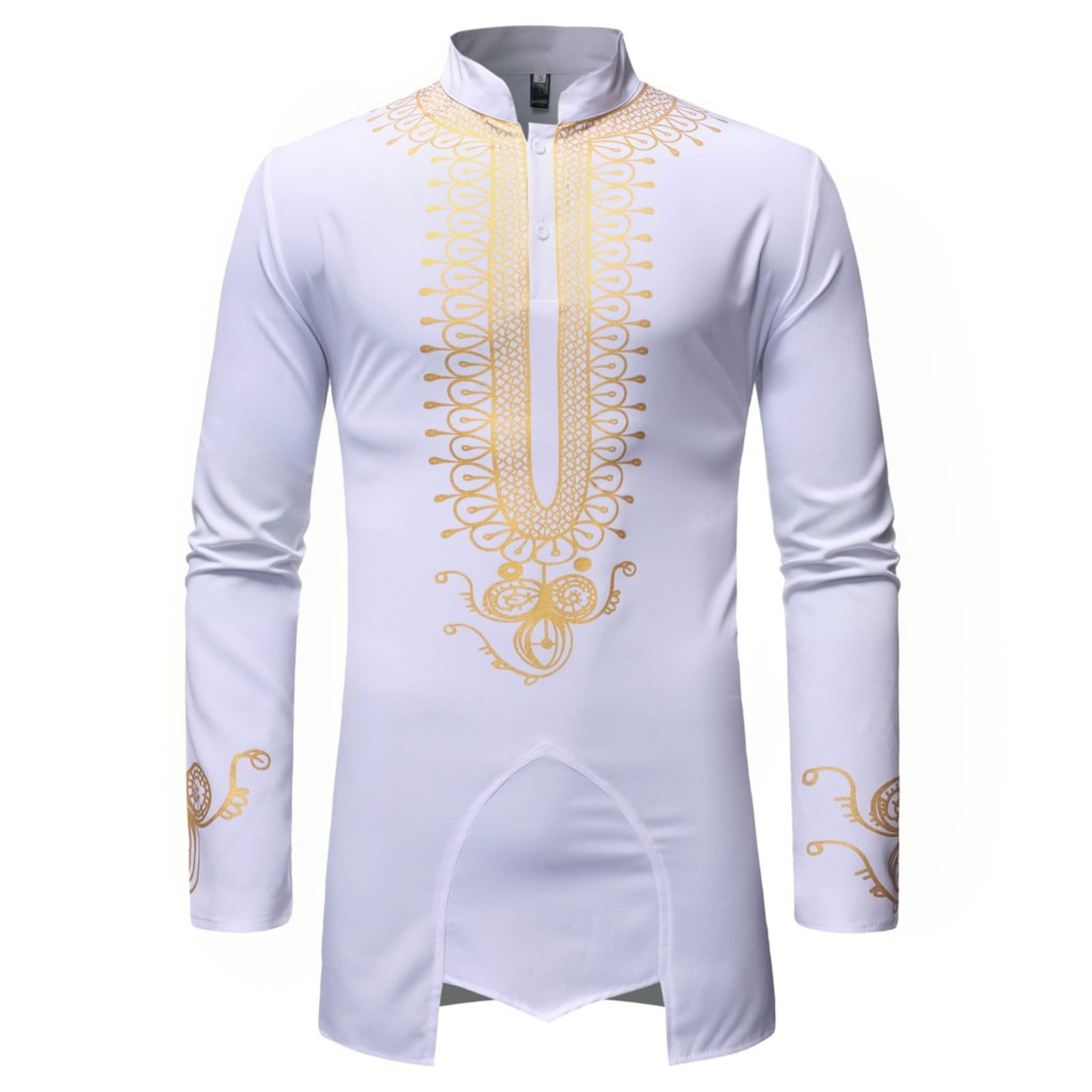 Blouses for Men Abaya Thobe Arabic Longline Henley Kaftan Banded Plain ...