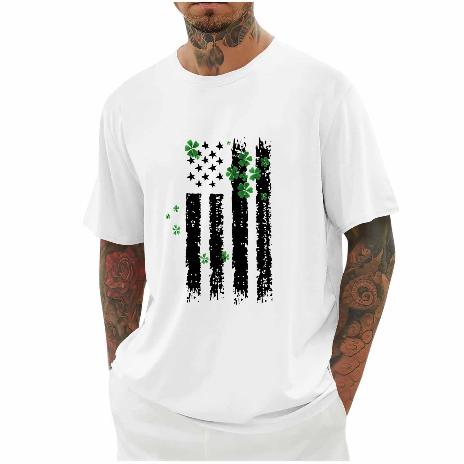 Blouses for Men Plus Size under $5 Short Sleeve Round-Neck Print Round ...