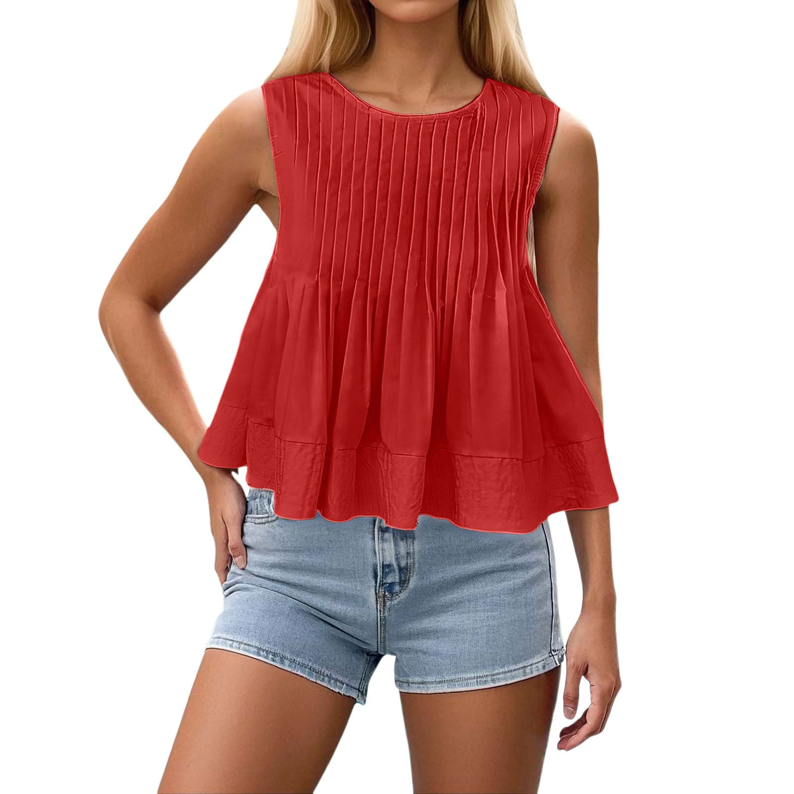 Blouses for Women 2025 Flowy Peplums Sleeveless V Neck Vest Lady ...