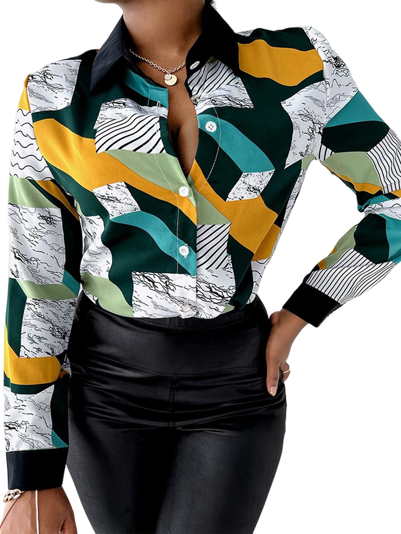 Blouses for Women Button Down Fashion Business Casual Long Sleeve ...